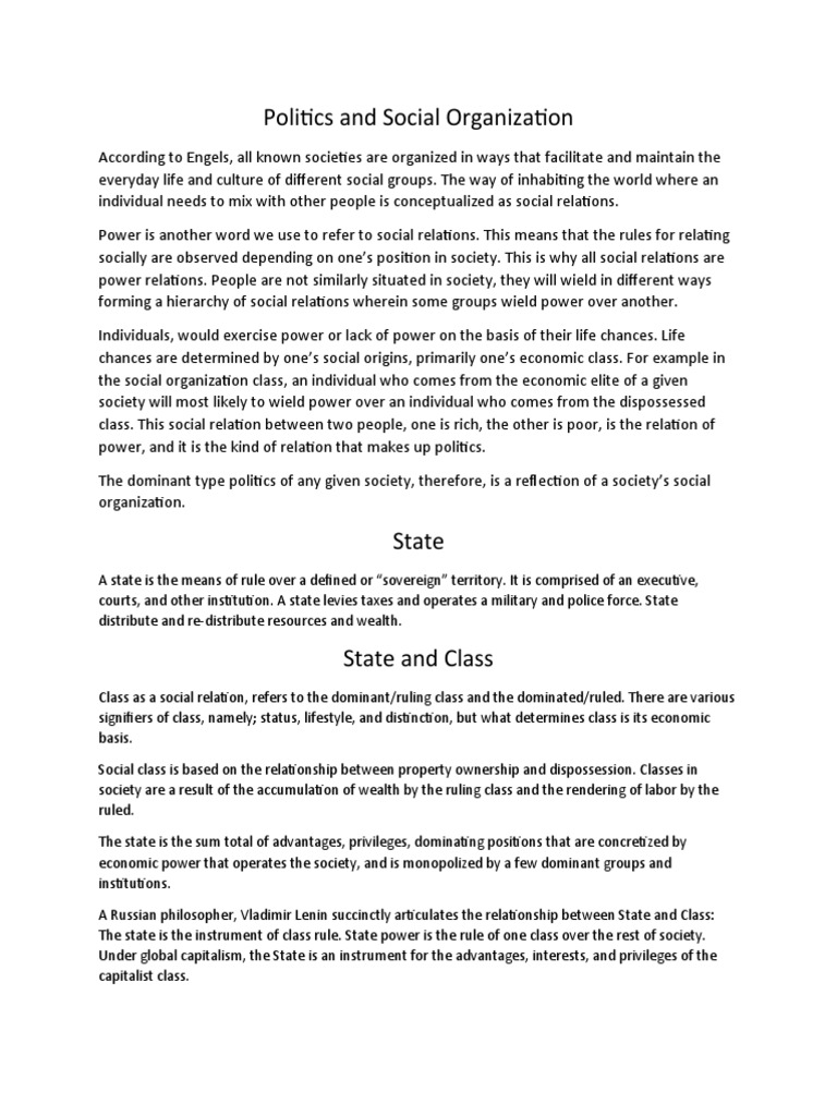 Politics and Social Organization | PDF | State (Polity) | Power (Social ...