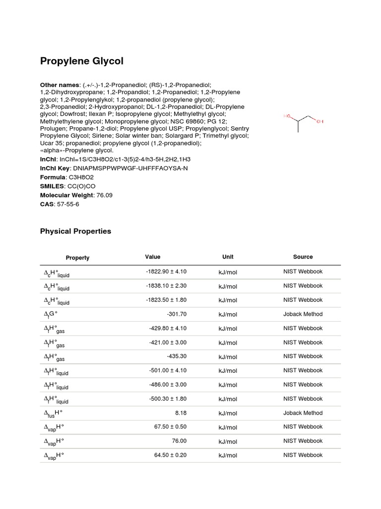 Propylene Glycol | PDF | Enthalpy | Continuum Mechanics