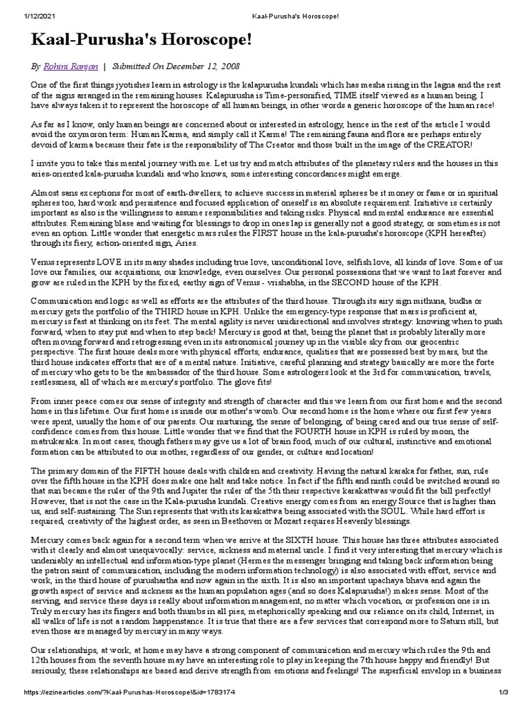 Kaal-Purusha's Horoscope! | PDF | Astronomy | Science