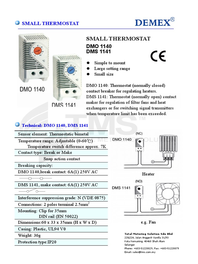DMO 1140 & DMS 1141 Thermostats | PDF