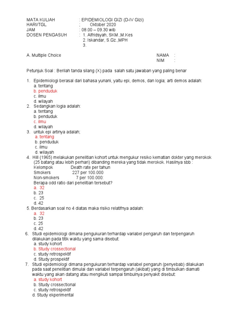 Soal Ujian MID Epid 2020 | PDF