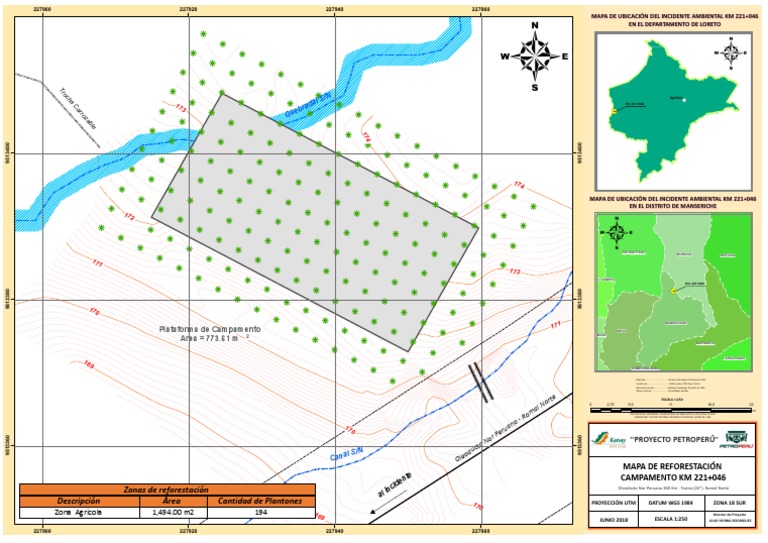 Mapa de Reforestación Campamento KM 221+046 | PDF