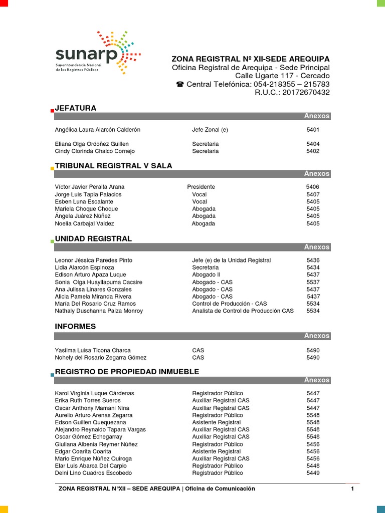Zona Registral XII-Sede Arequipa | PDF | Business | Informática y ...