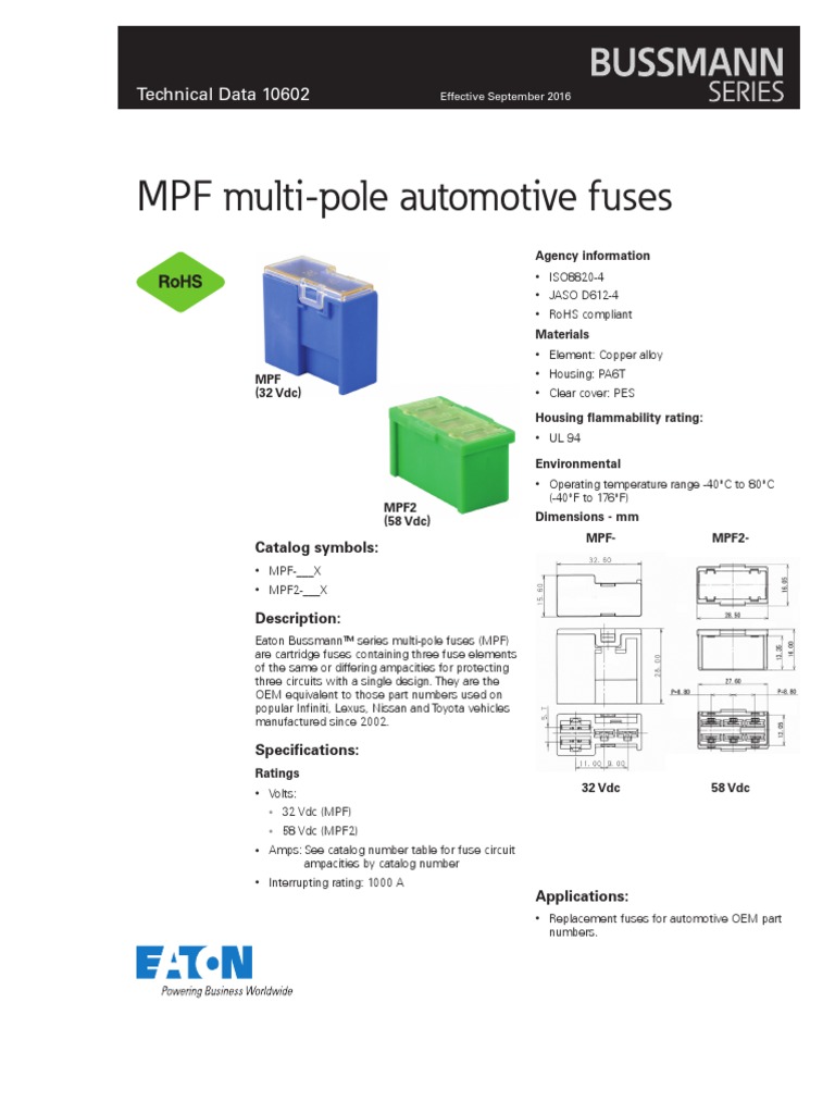 MPF Multi-Pole Automotive Fuses: Technical Data 10602 | PDF | Fuse ...
