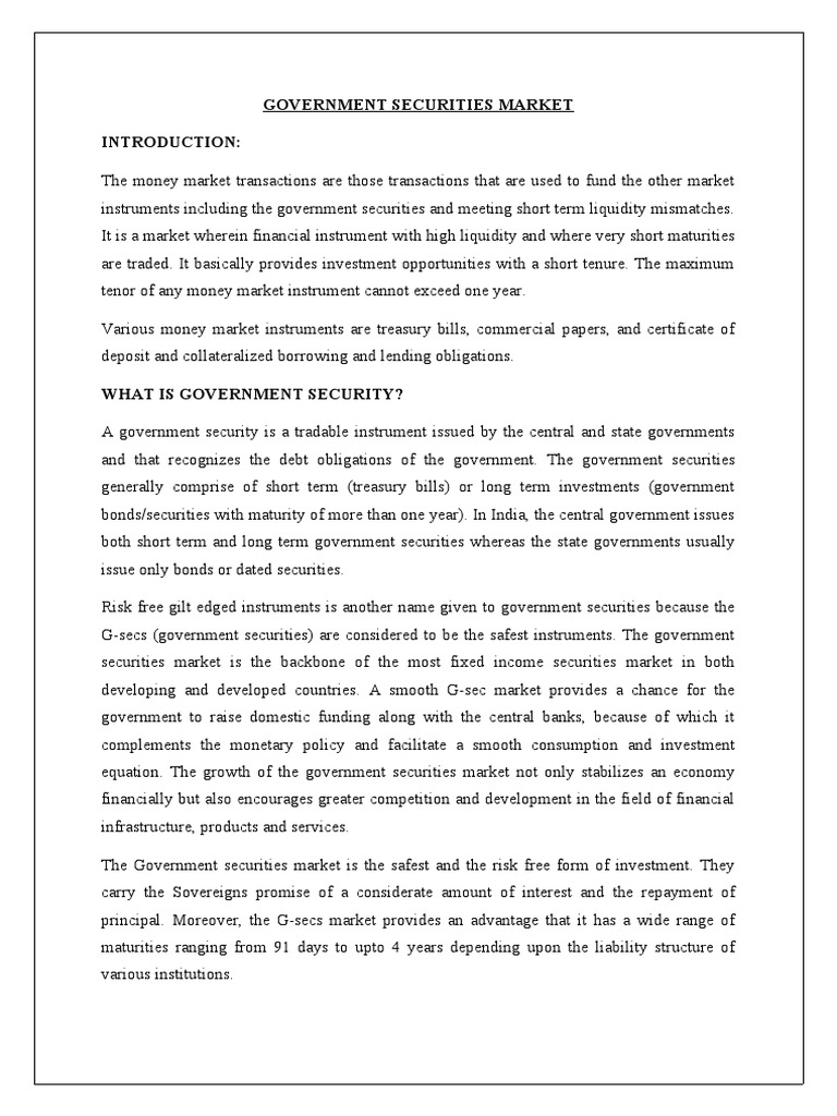 Government Securities | PDF | Securities (Finance) | Government Debt