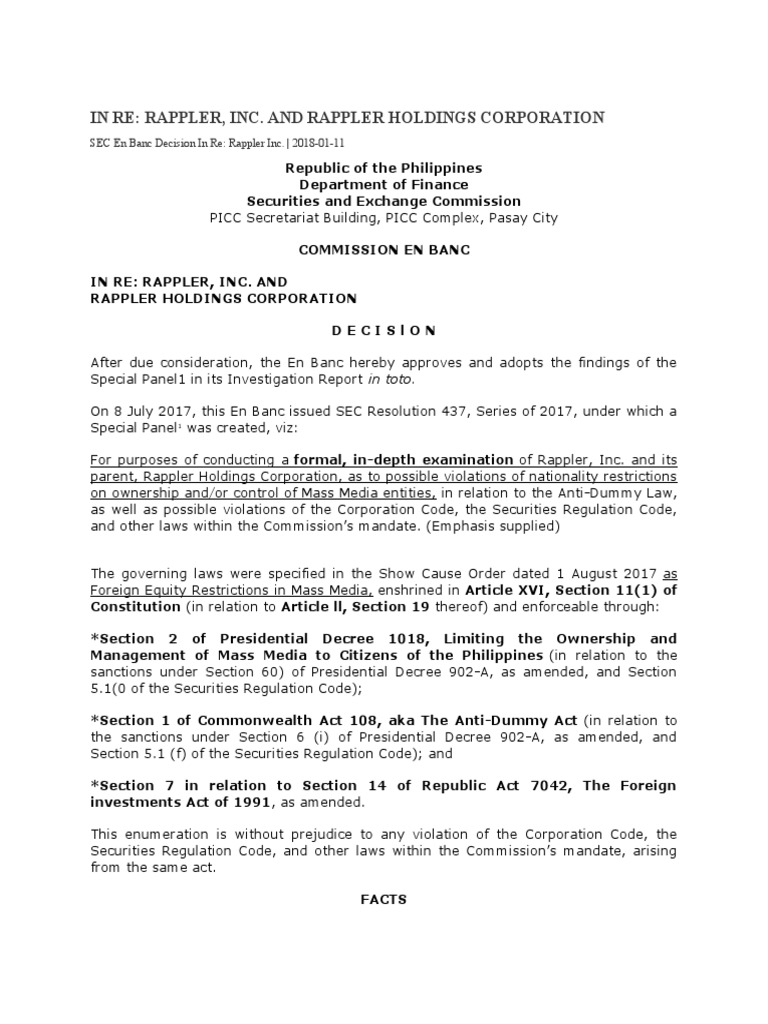 2.8 in Re Rappler, Inc. | PDF | Sec Rule 10b 5 | Piercing The Corporate ...