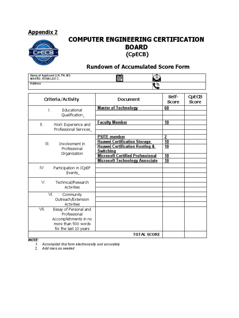 Computer Engineering Certification Board: Appendix 2 | PDF