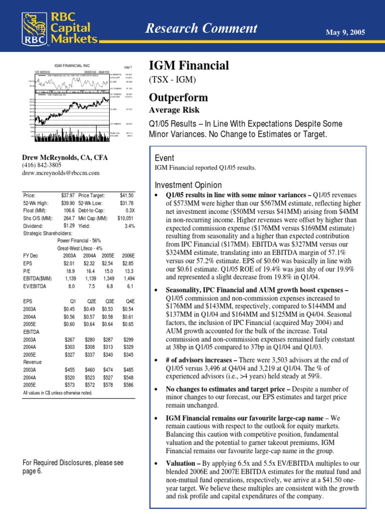 IGM Financial: Outperform | PDF | Financial Analyst | Financial Markets