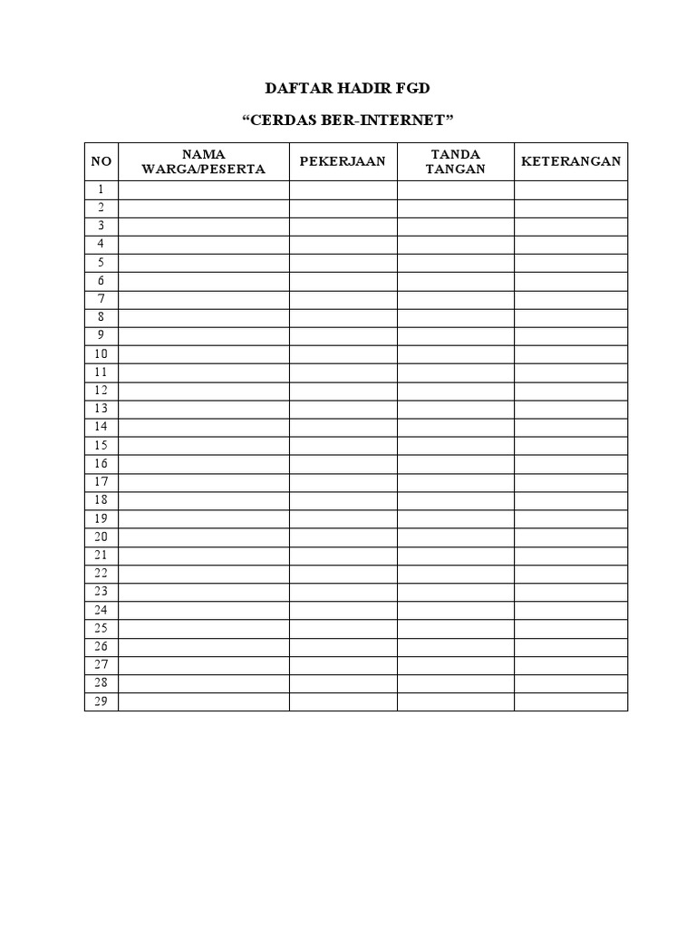 Daftar Hadir FGD | PDF