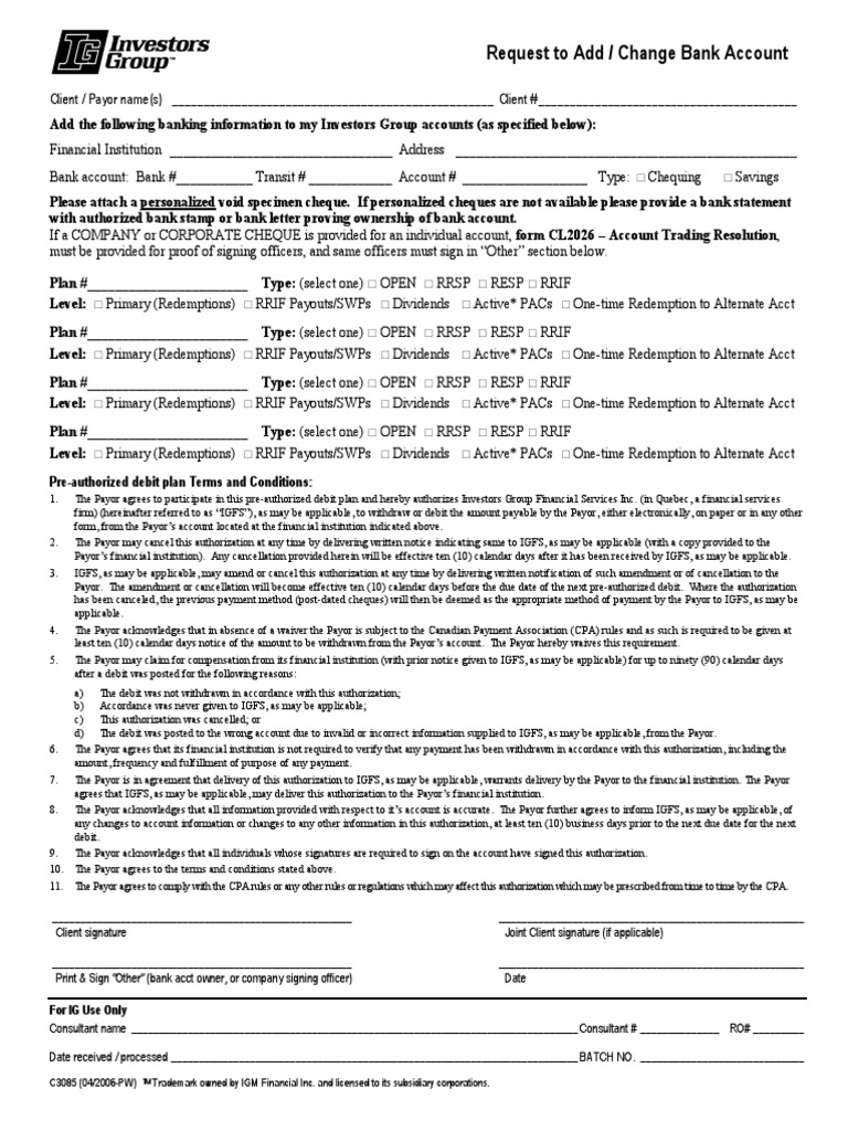 Request To Add Change Bank | PDF | Payments | Cheque