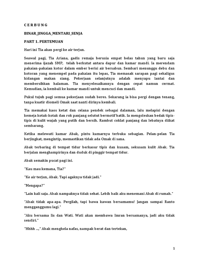 Cerbung Binar - Jingga - Mentari - Senja Part 1. Pertemuan | PDF | Fiksi Misteri, Thriller ...