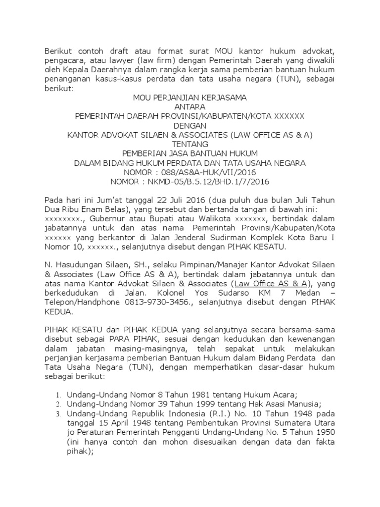 Contoh Mou Dengan Pemda | PDF