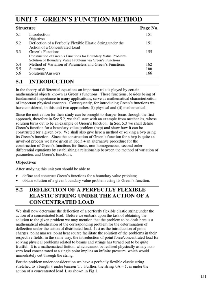 Unit 5 Green'S Function Method: Structure Page No | Download Free PDF ...