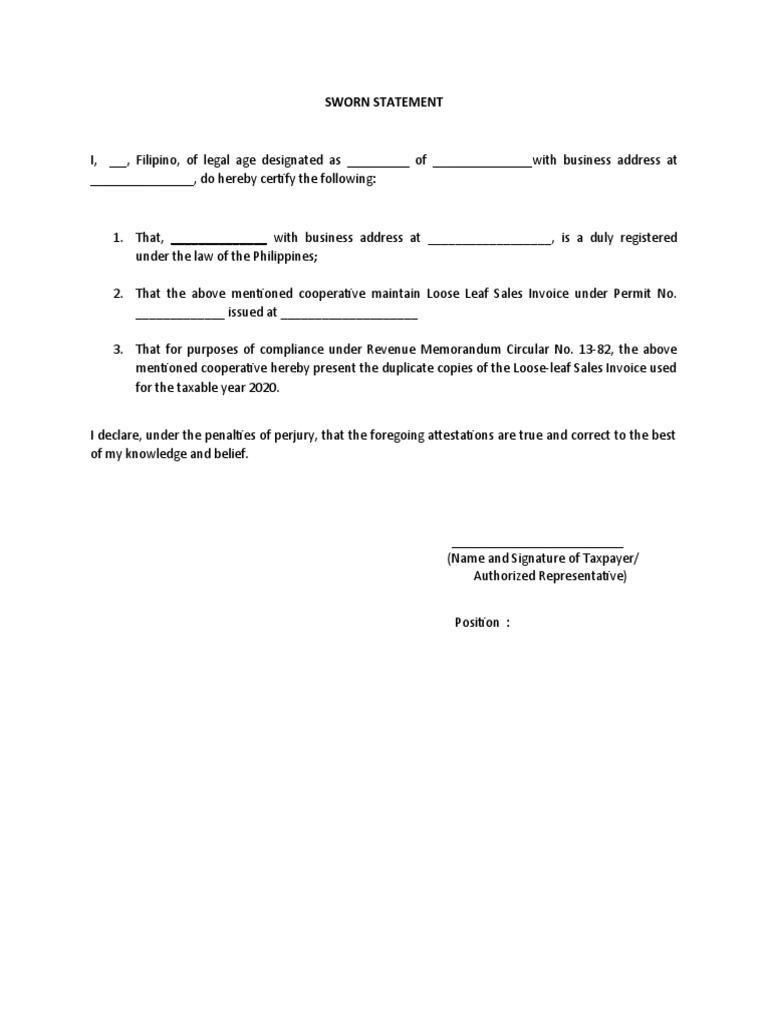 Sworn Statement | PDF