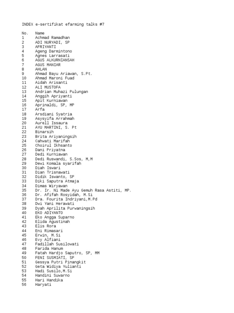 Index E-Sertifikat EFT7 | PDF