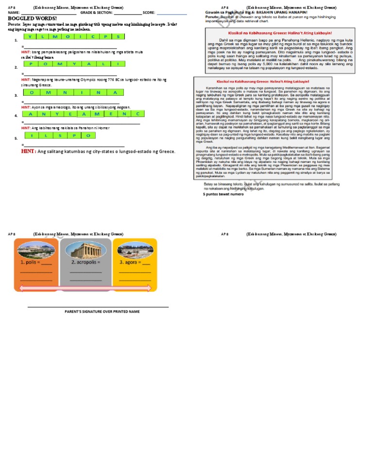 Ap 8 Quarter 2 Week 1 Activity Sheets | PDF