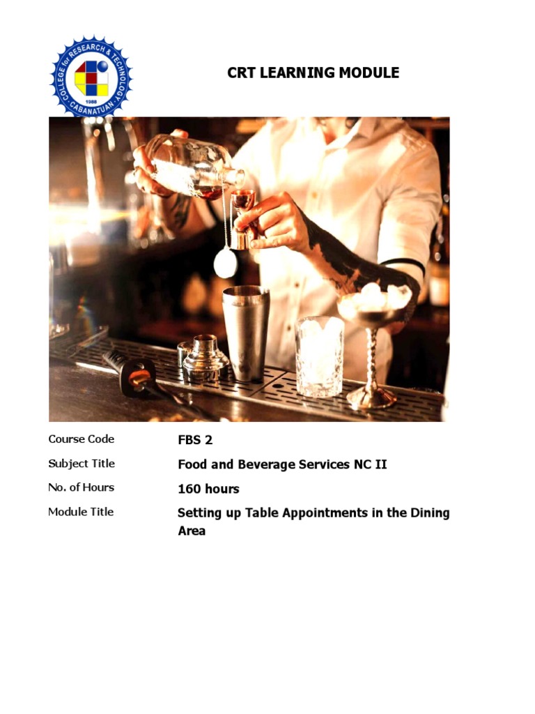 Learning Module 4 - FBS | PDF | Tableware | Restaurants