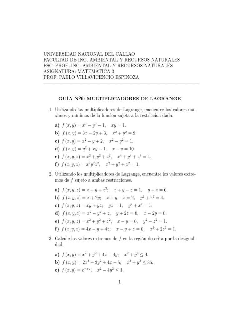 Multiplicadores de Lagrange PDF | PDF | Esfera | Colector