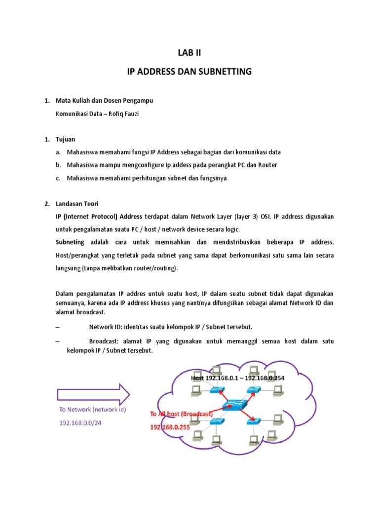 Tugas LAB IP Addess Dan Subnetting | PDF | Metode & Bahan Ajar | Komputer