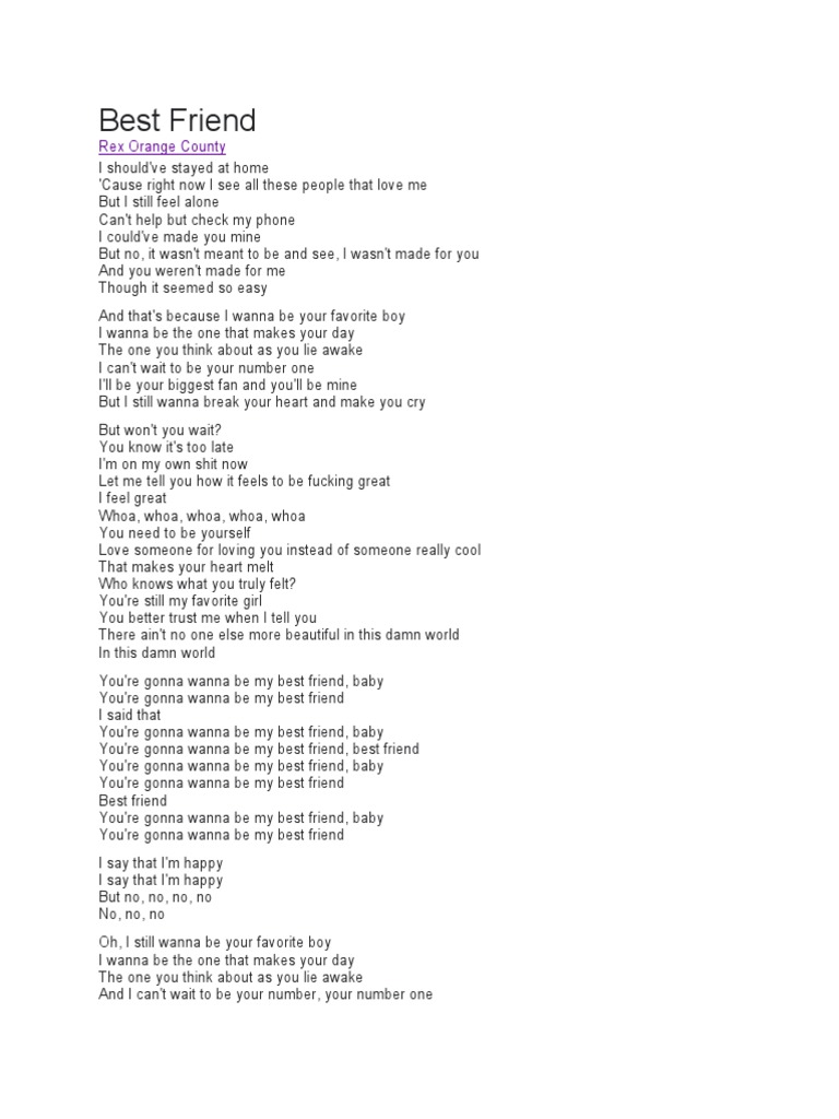 Best Friend: Rex Orange County | PDF