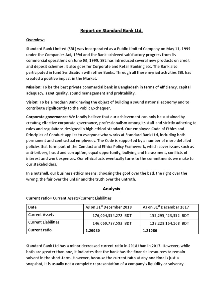 Report On Standard Bank LTD | PDF | Equity (Finance) | Governance