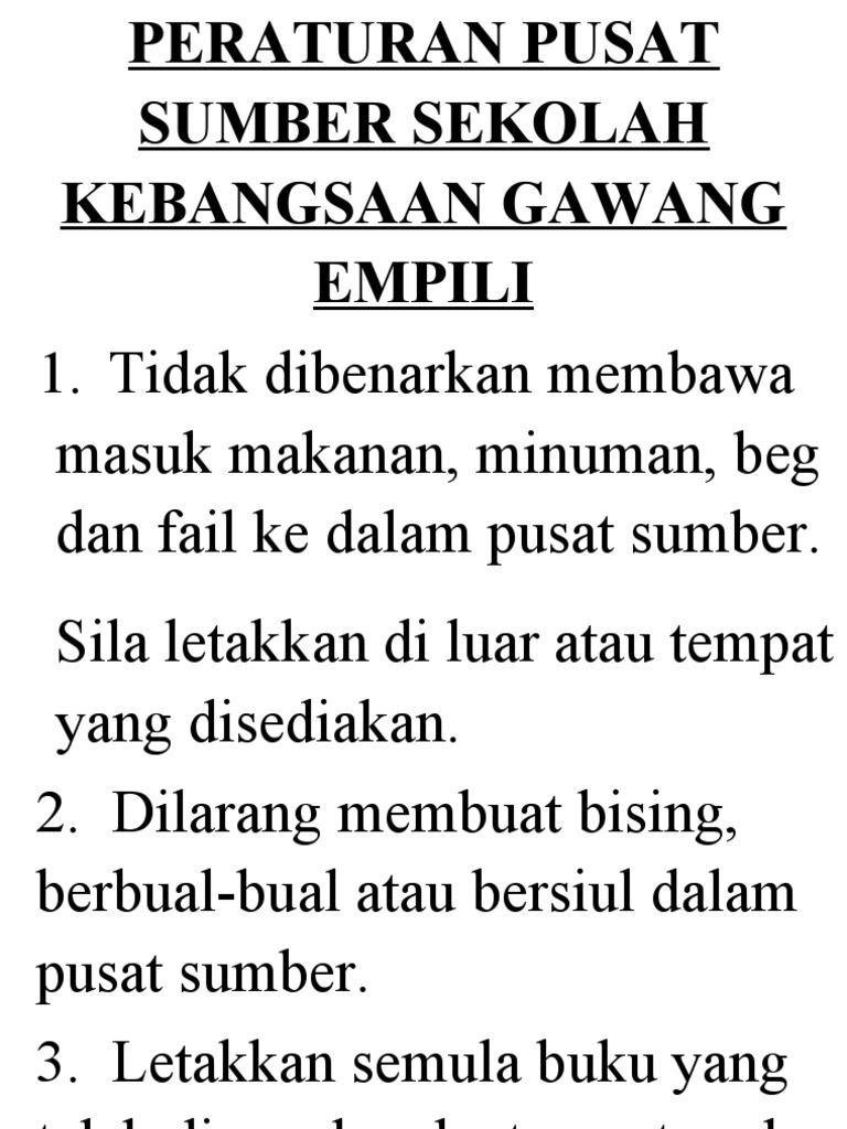 Peraturan Pusat Sumber Sekolah 2019 | PDF