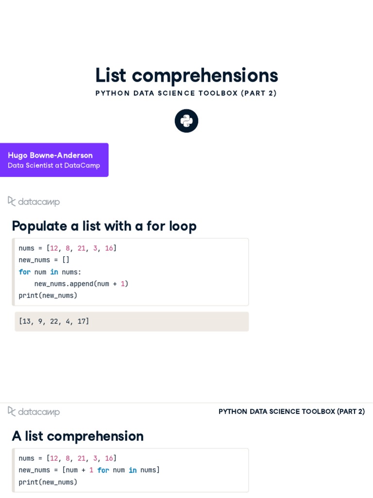 List Comprehensions: Hugo Bowne-Anderson | PDF | Functional Programming | Computer Science