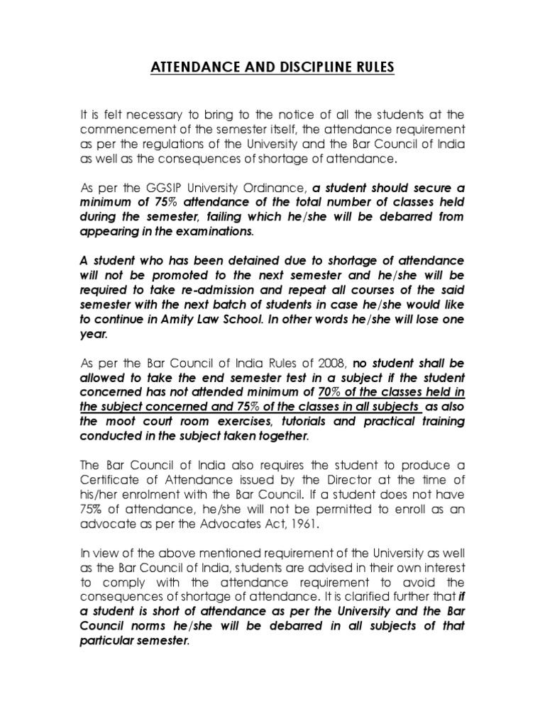 Attendance and Discipline Rules | PDF | Advocate | Common Law