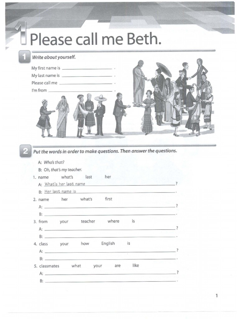 Interchange Level 1. Fourth Edition - Workbook - Unit 1-5-10 PDF | PDF