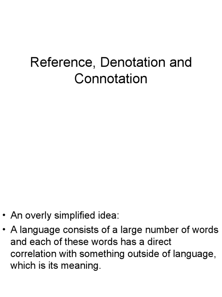 Reference And Denotation 1 Pdf Word Linguistics