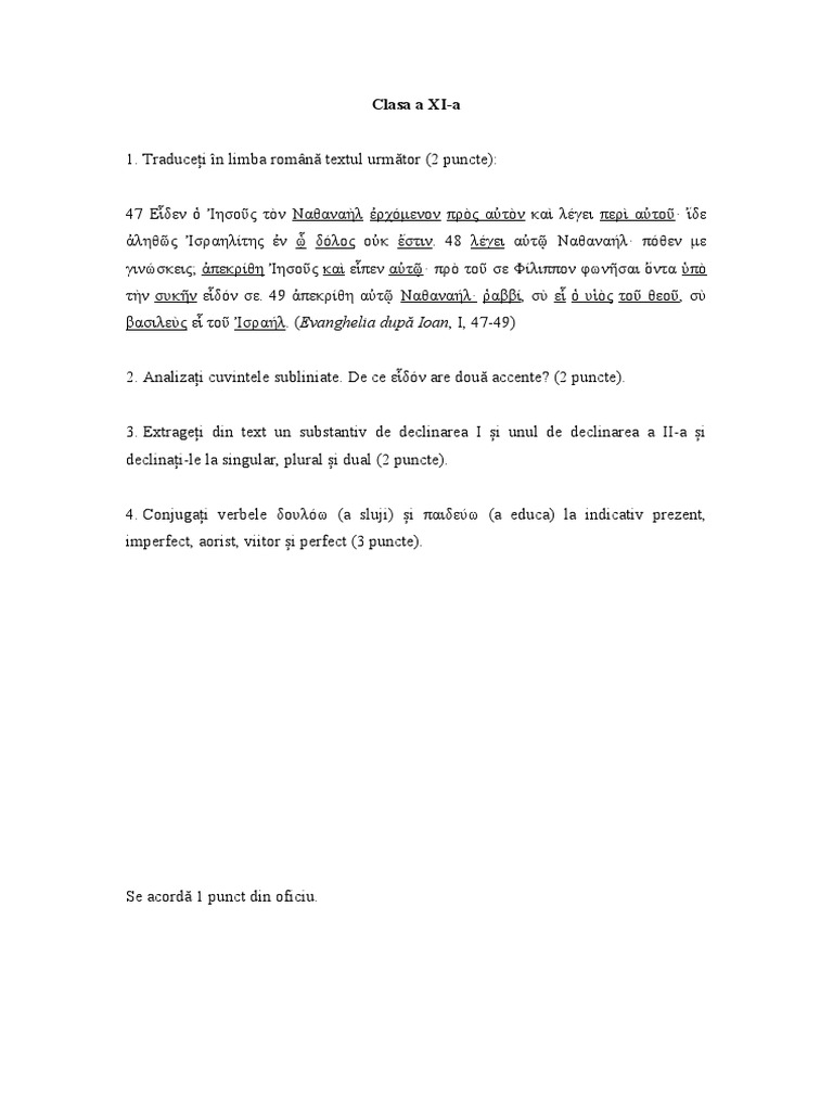 Clasa A XI - Greaca | PDF