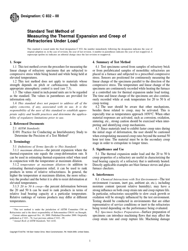 Astm C-832 | PDF | Refractory | Creep (Deformation)