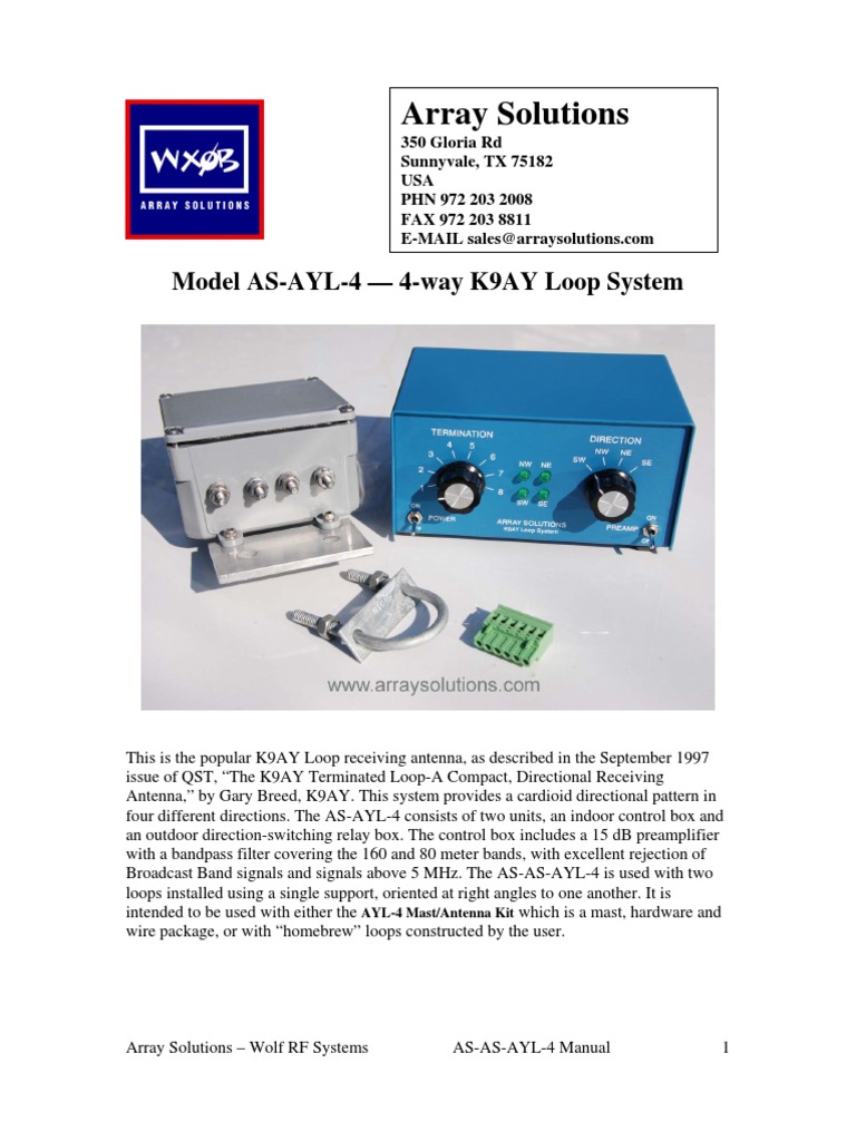 K9AY Loop Antenna AS-AYL-4 Overview | PDF | Antenna (Radio) | Coaxial Cable