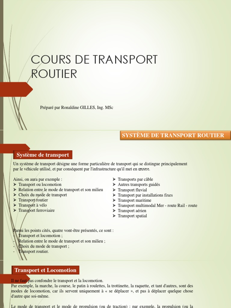 Cours de Transport Routier | PDF | Mode de transport | Transport