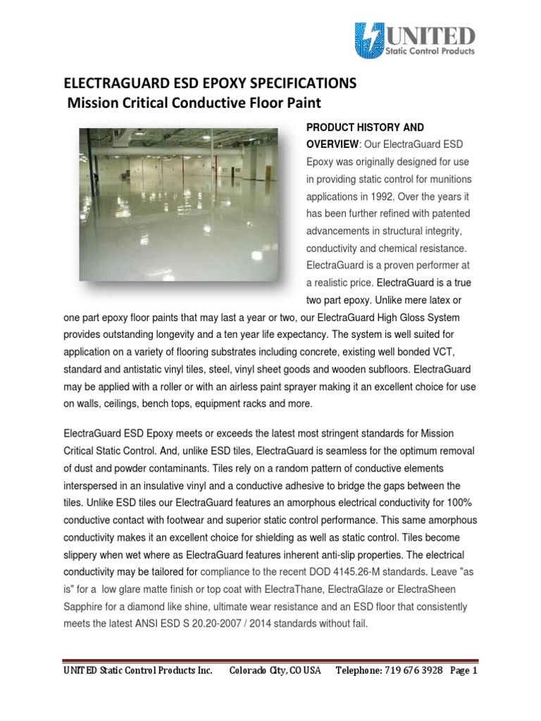 ElectraGuard ESD Epoxy Guide | PDF | Electrostatic Discharge | Paint