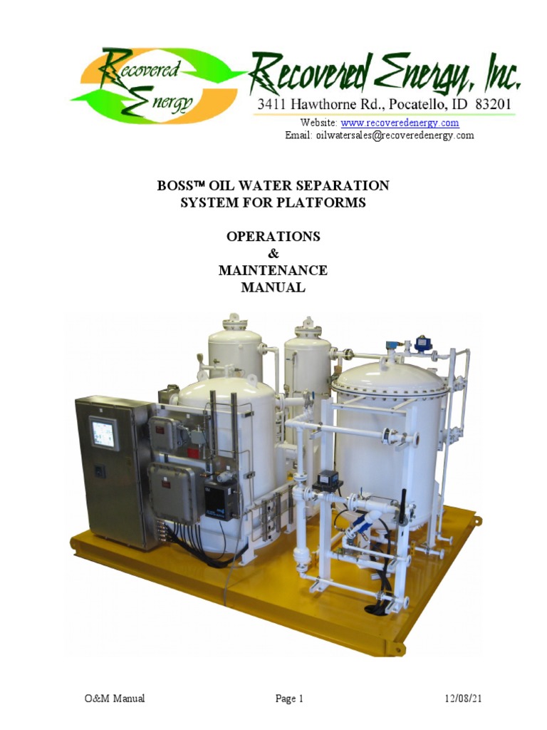 Boss System For Platforms Operations & Maintenance Manual: Oil Water ...
