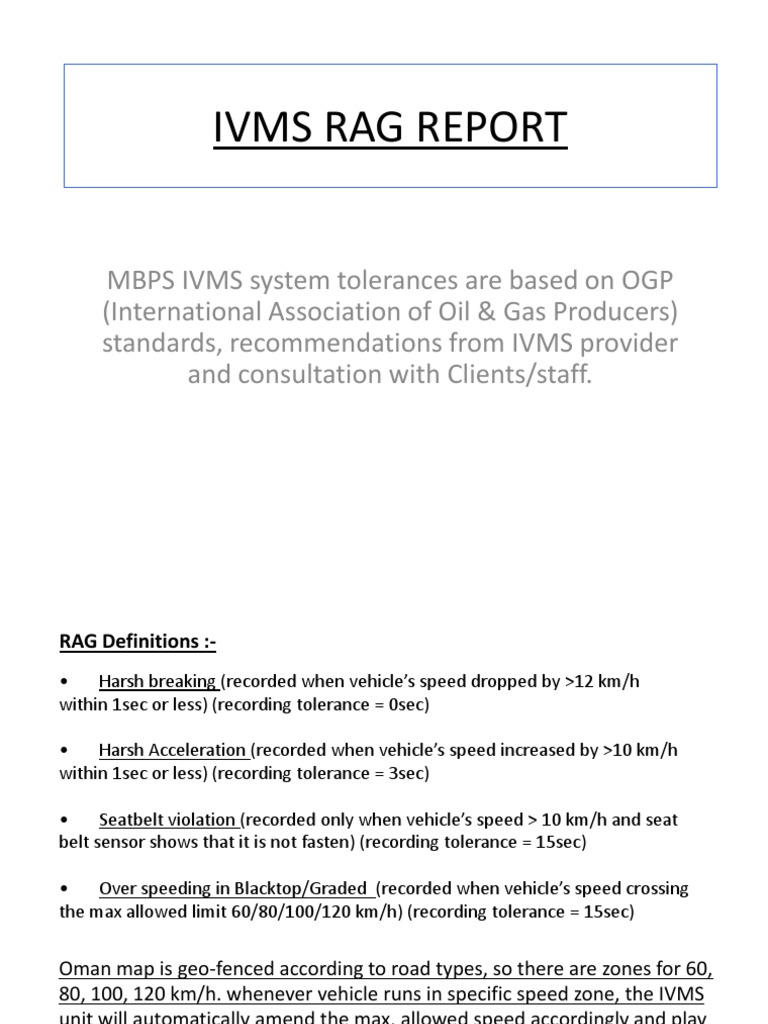 IVMS RAG Report | PDF | Speed Limit | Speed