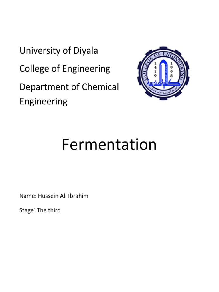 Fermentation: University of Diyala College of Engineering Department of ...