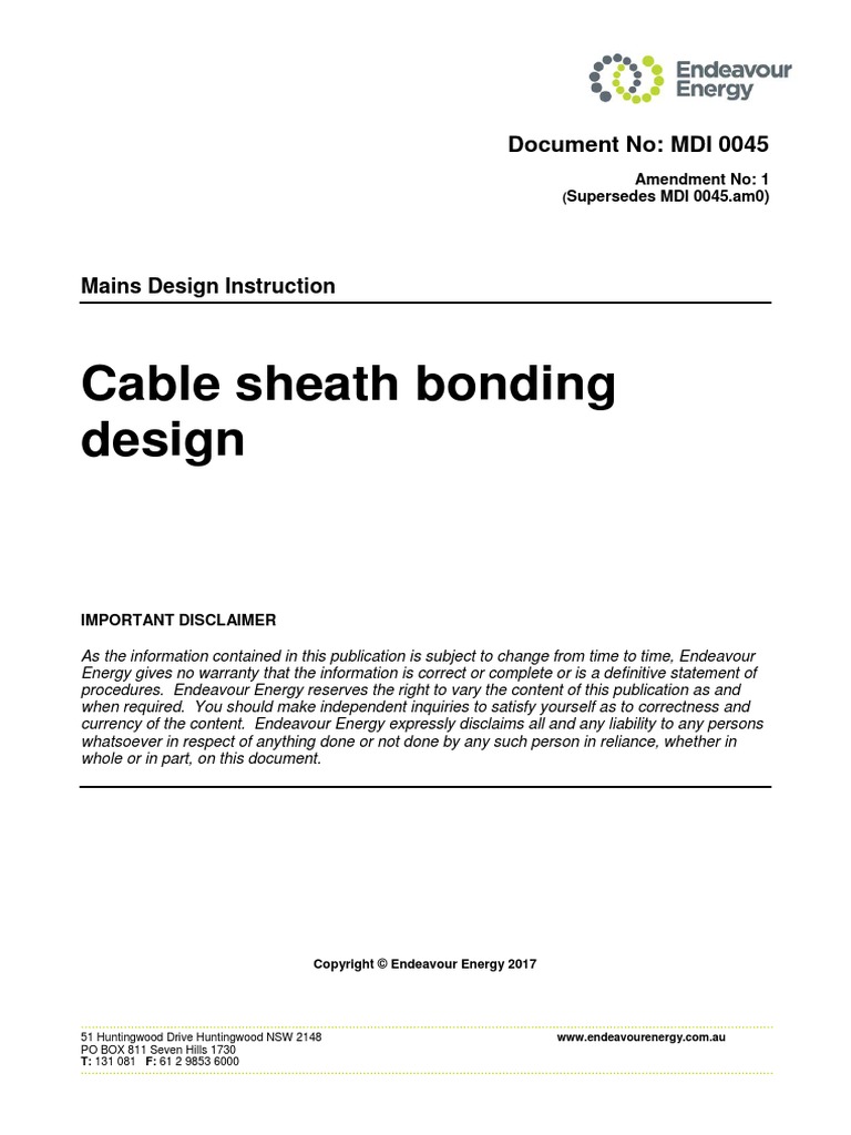 Cable Sheath Bonding Design PDF | PDF | Electrical Substation ...