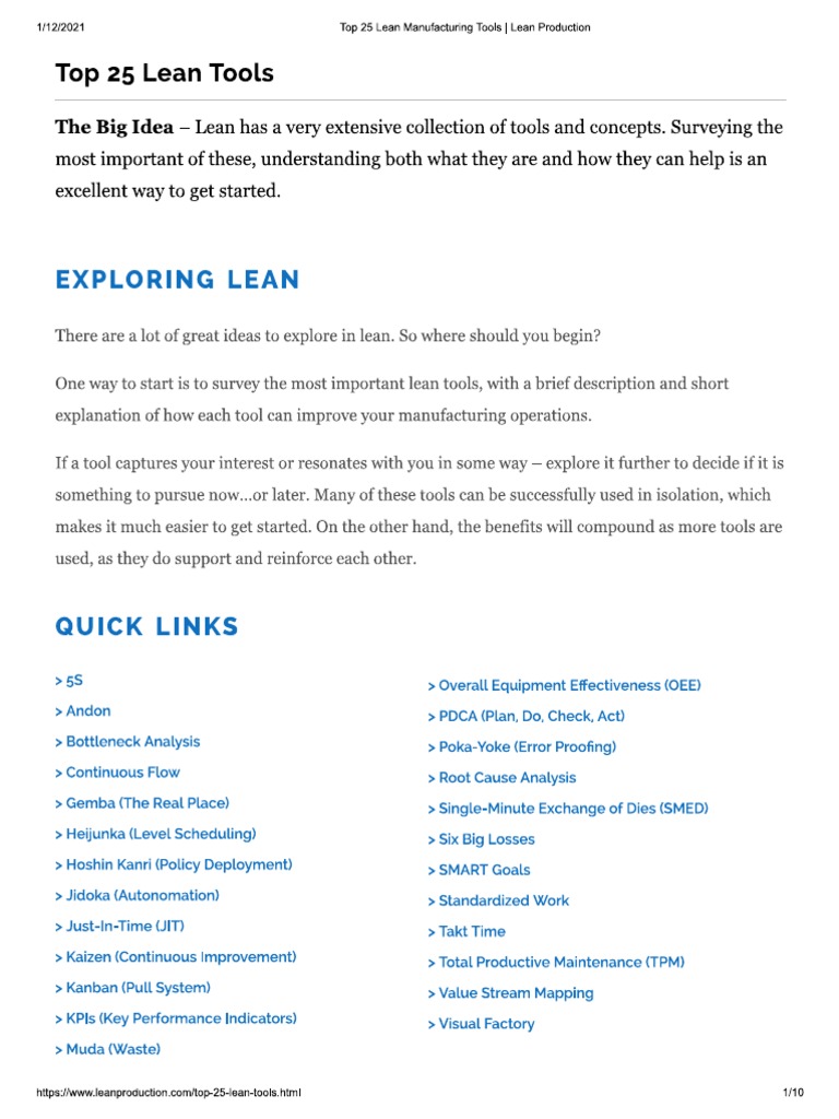 Lean 25 Tools | PDF