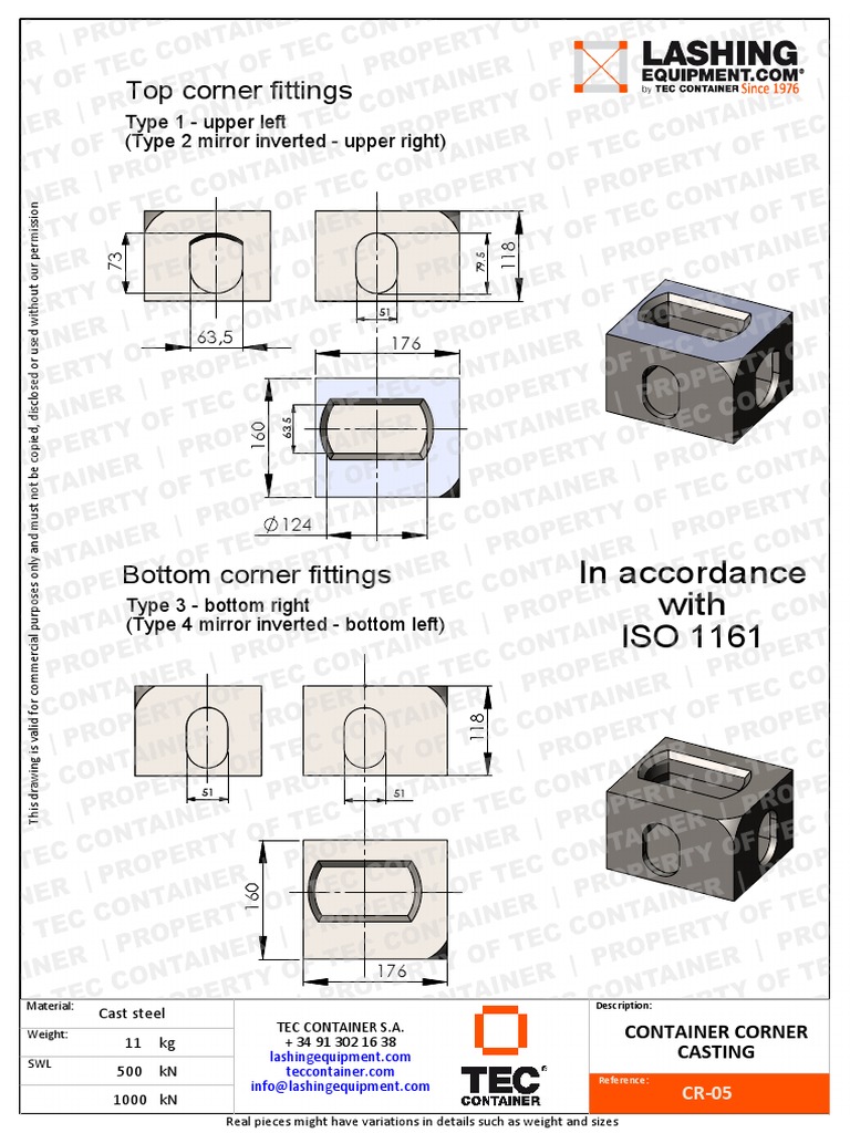 ISO 1161 With in Accordance: Top Corner Fittings | PDF