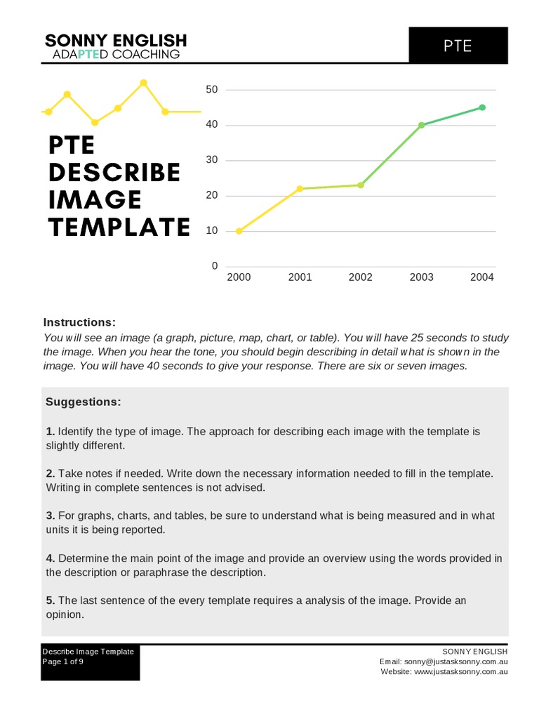 PTE Describe Image Template: Instructions | PDF | Phrase | Chart