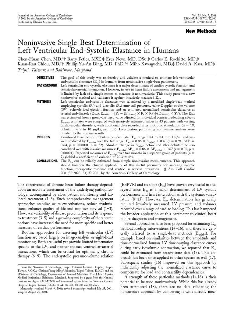 Chen 2001 | PDF | Ventricle (Heart) | Blood Pressure