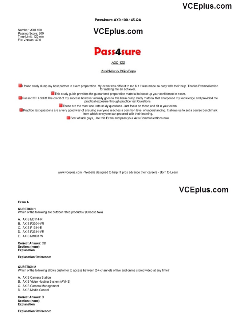 Axis Communications AX0-100 145Q | PDF | Camera | Computer Network