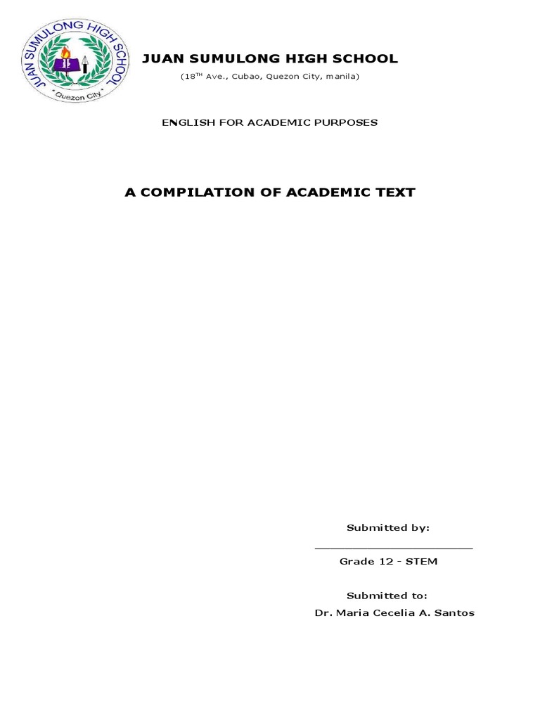 Juan Sumulong High School: English For Academic Purposes | PDF ...