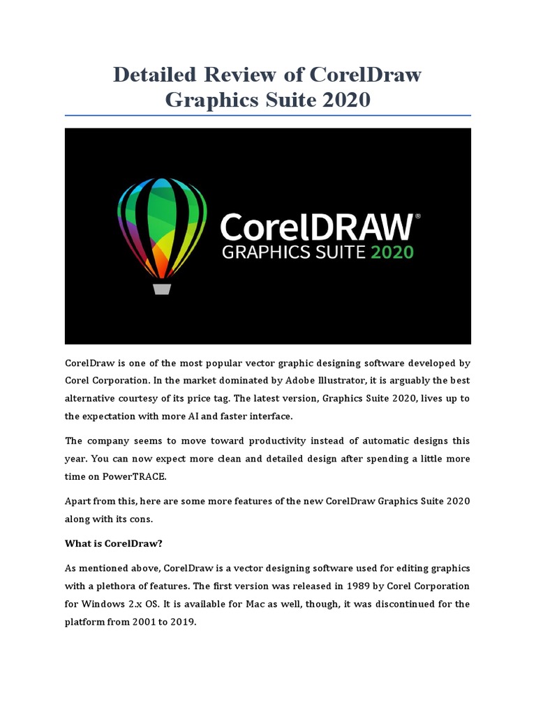 Detailed Review of Corel Draw Graphics Suite 2020 | PDF | Operating ...