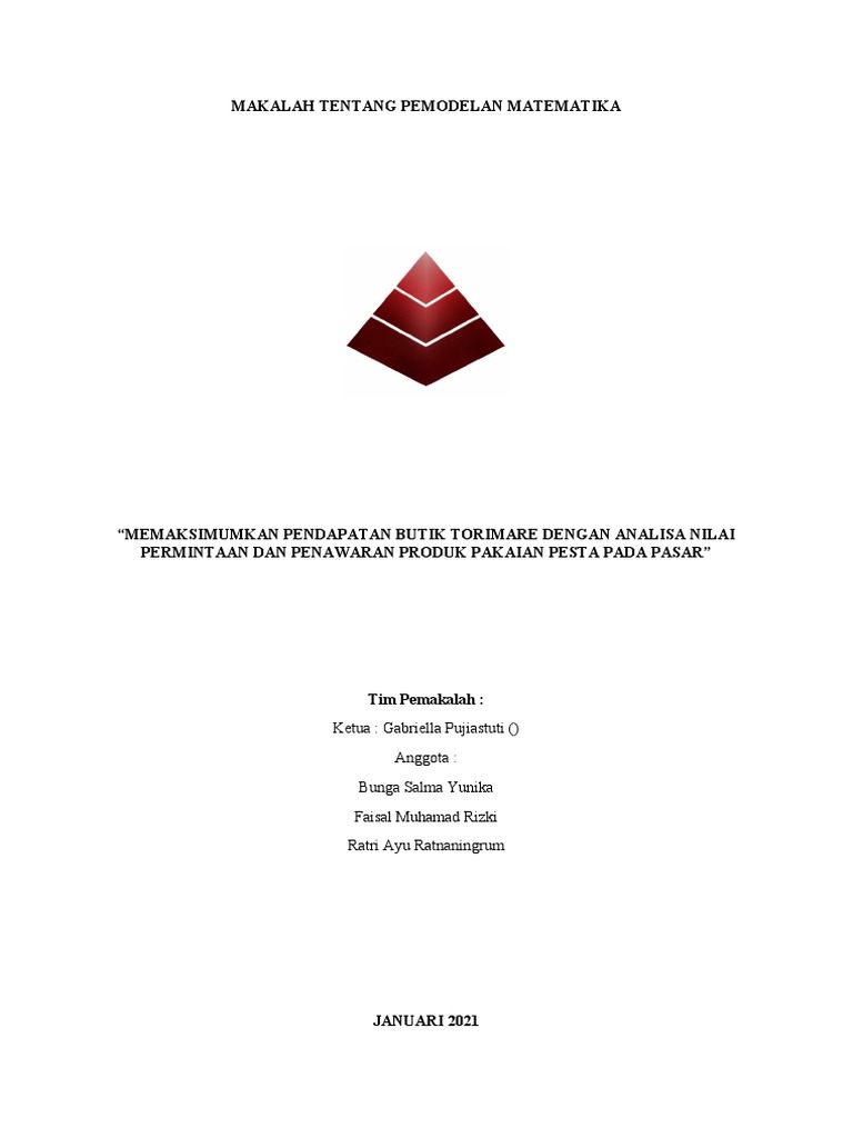 Makalah Tentang Pemodelan Matematika | PDF