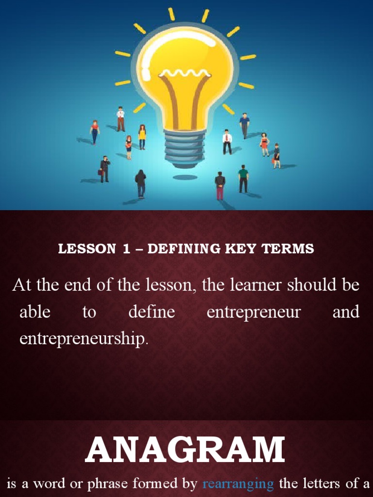 Lesson 1 - Defining Key Terms | PDF | Entrepreneurship | Economies