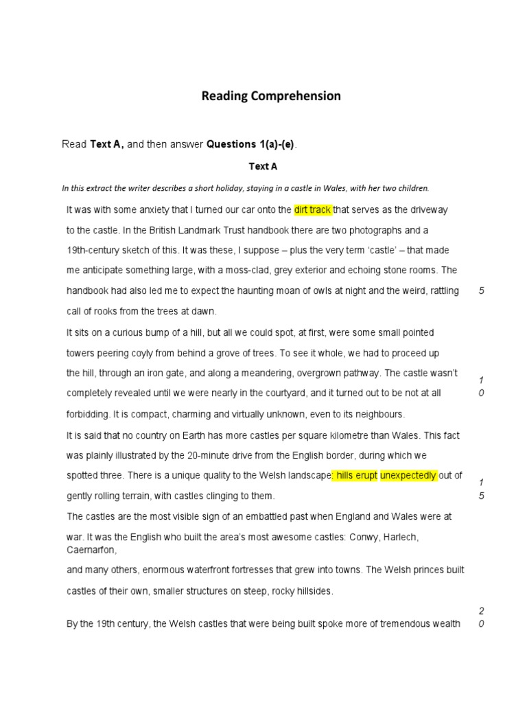 Reading Comprehension: Read Text A, and Then Answer Questions 1 (A ...
