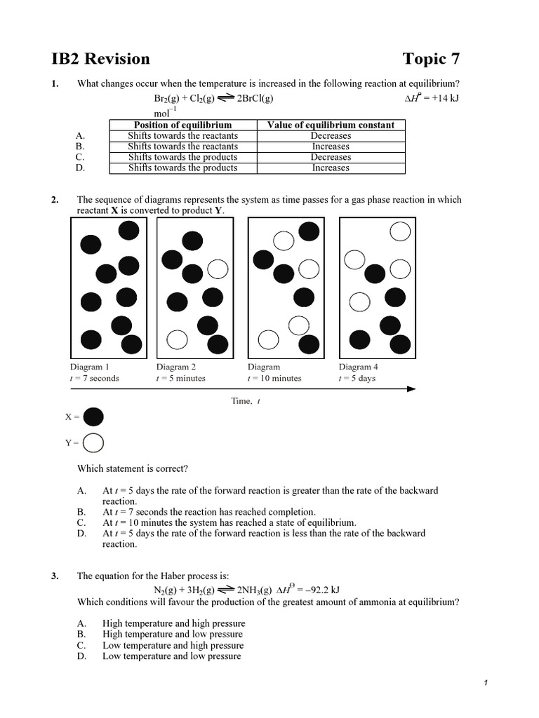 IB2 Revision Topic 7 | PDF | Chemical Equilibrium | Reaction Rate
